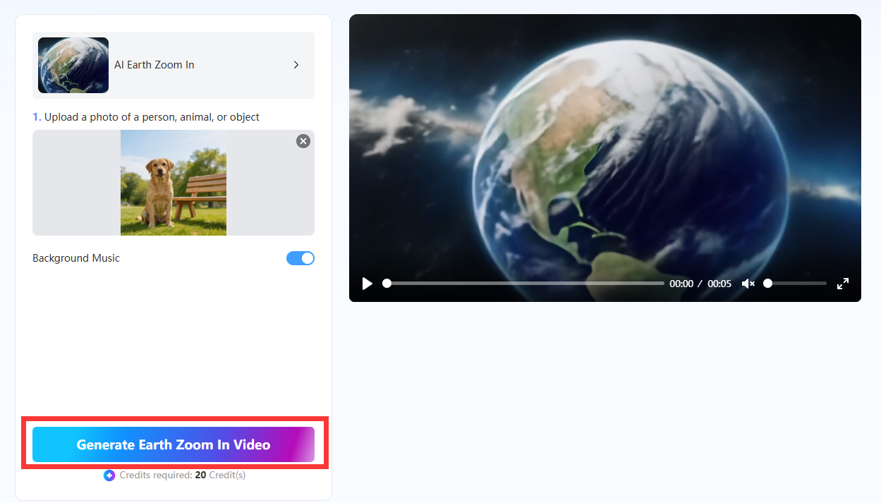 How to Create a Video with AI Earth Zoom In Effect Online Free